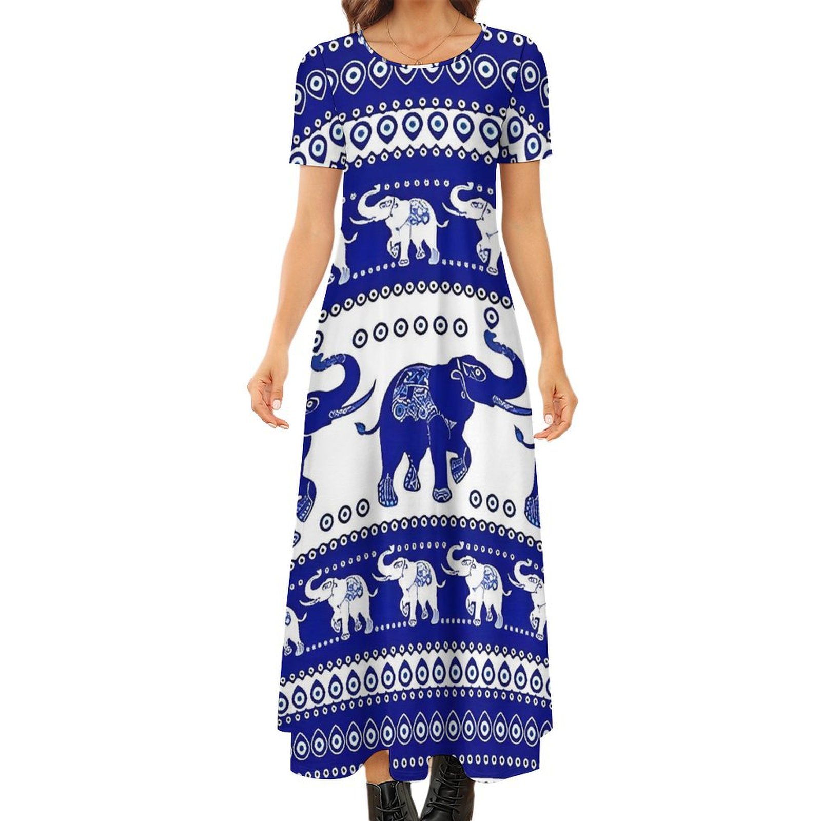 Evil Eye Dress Middle Eastern Symbolism Kawaii Maxi Dress Short Sleeve ...