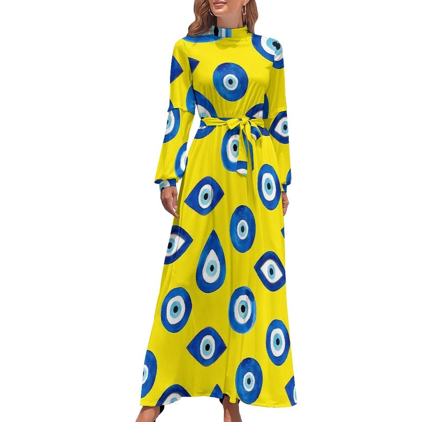 Evil Eye Dress Middle Eastern Symbolism Vintage Maxi Dress Aesthetic ...