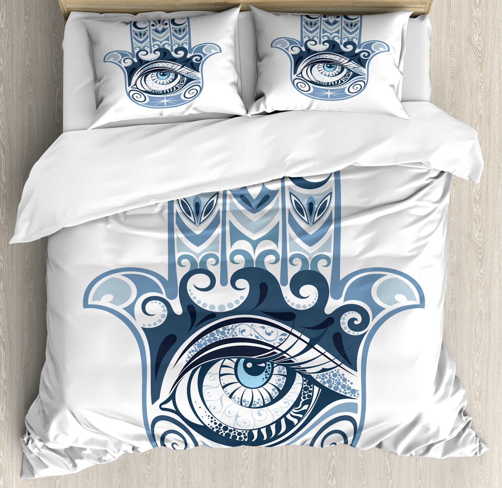Evil Eye Duvet Cover Set, Cultural Luck Piece Hand Drawn Superstitious ...