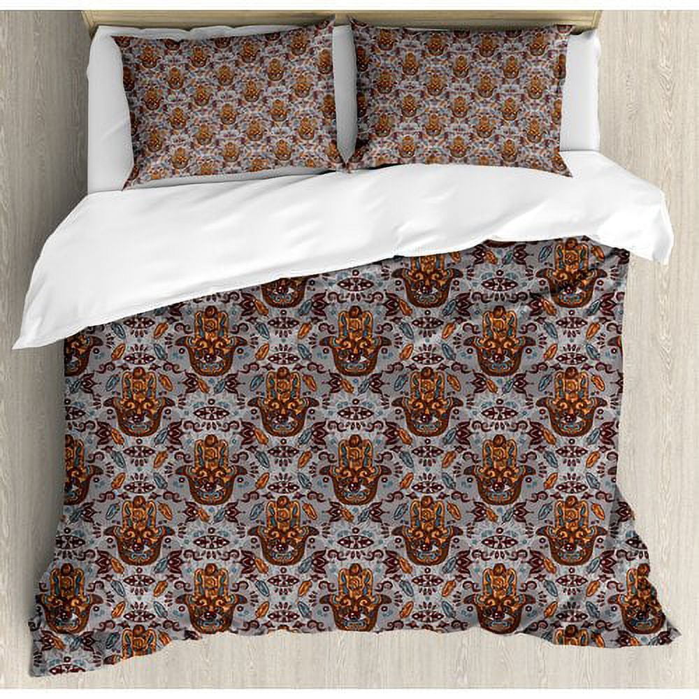 Evil Eye Duvet Cover Set, Pattern Hamsa Motifs Bohemian Style Tribal ...