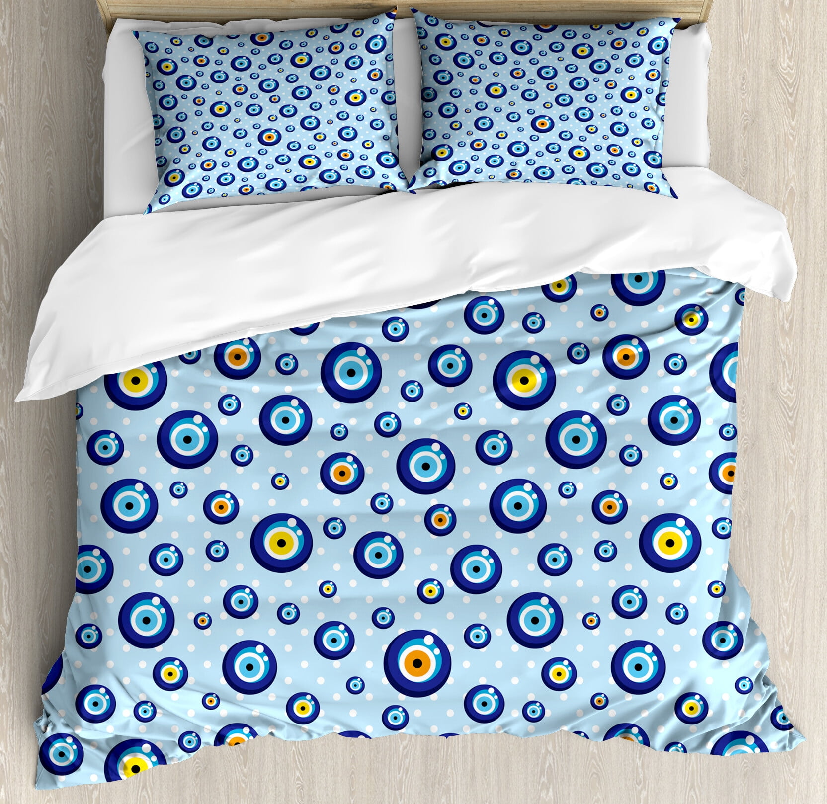 Evil Eye Duvet Cover Set, Traditional Protection on Dotted Backdrop ...