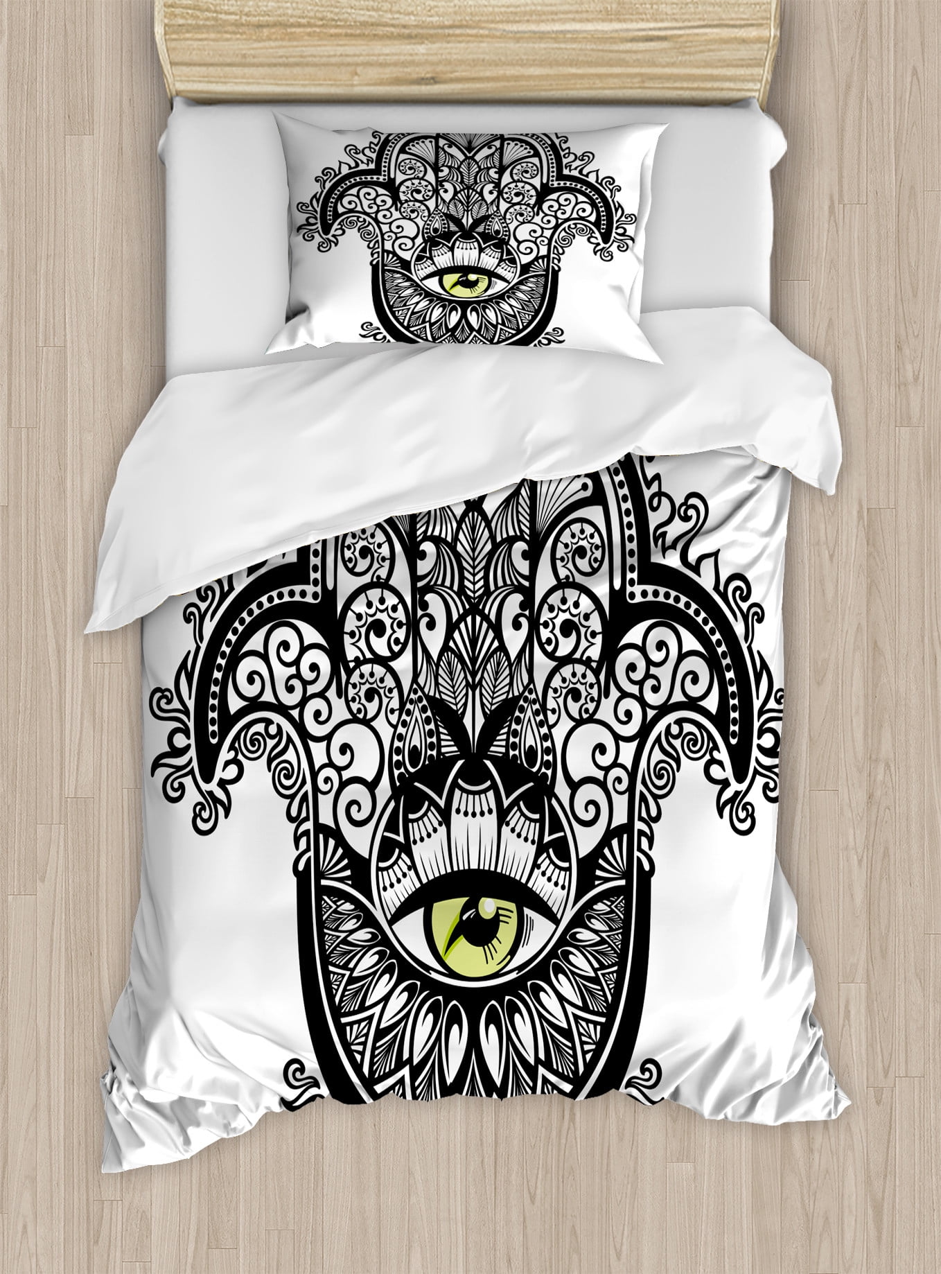 Evil Eye Duvet Cover Set, Vivid Illustration All Seeing Eye Energy ...
