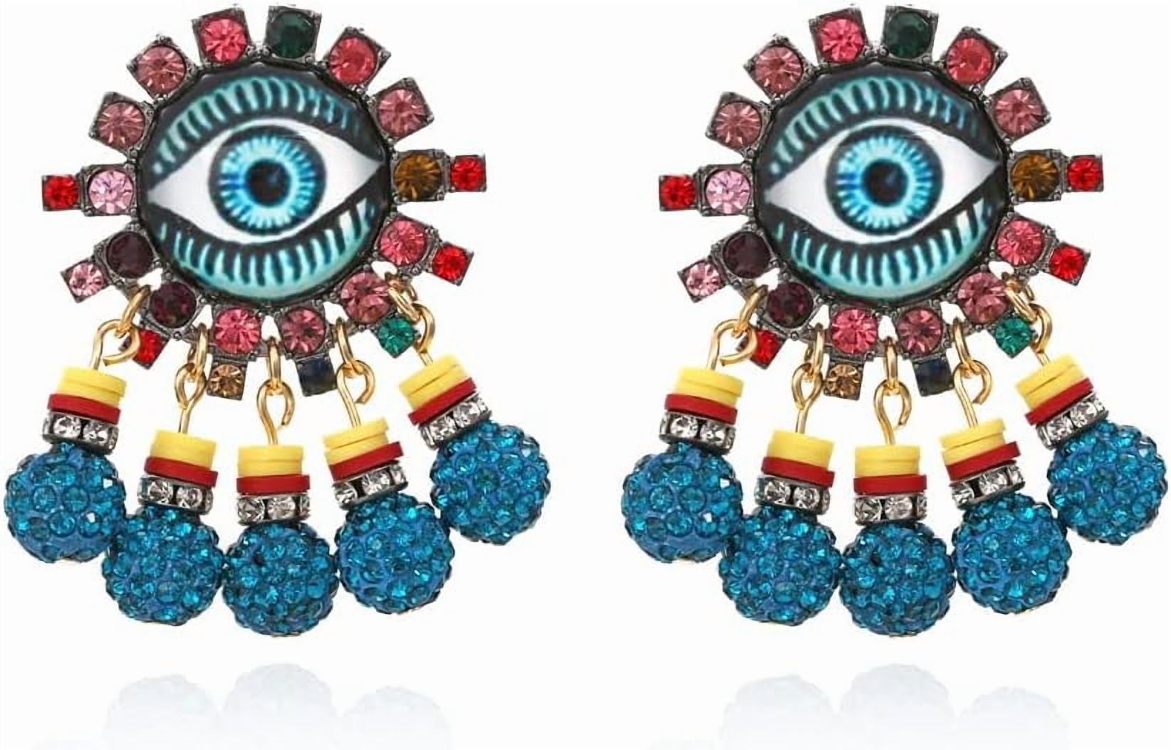 Evil Eye Earrings for Women, 18K Gold Plated Alloy Hoop Earrings ...