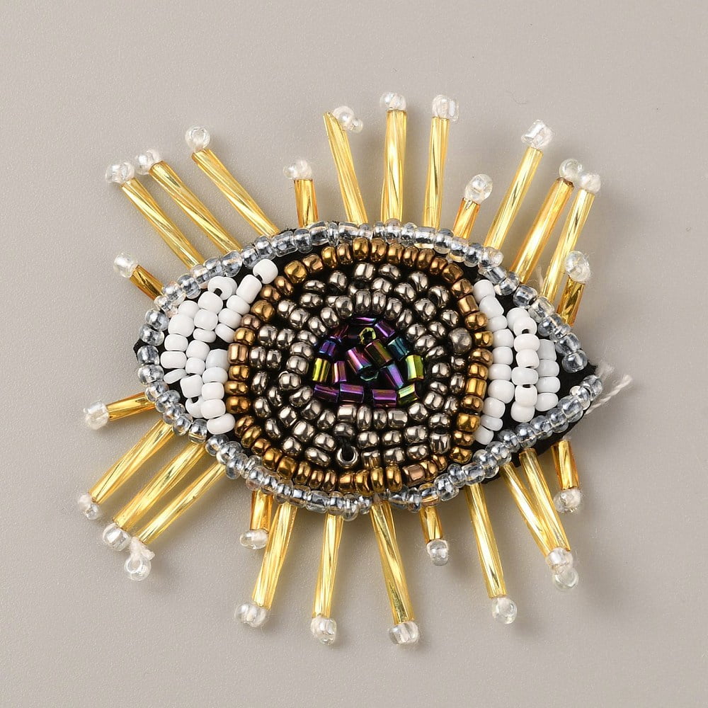 Evil Eye Felt Cloth Patches Glass Beaded Appliques Stick On Patch Costume Accessories Gold ...