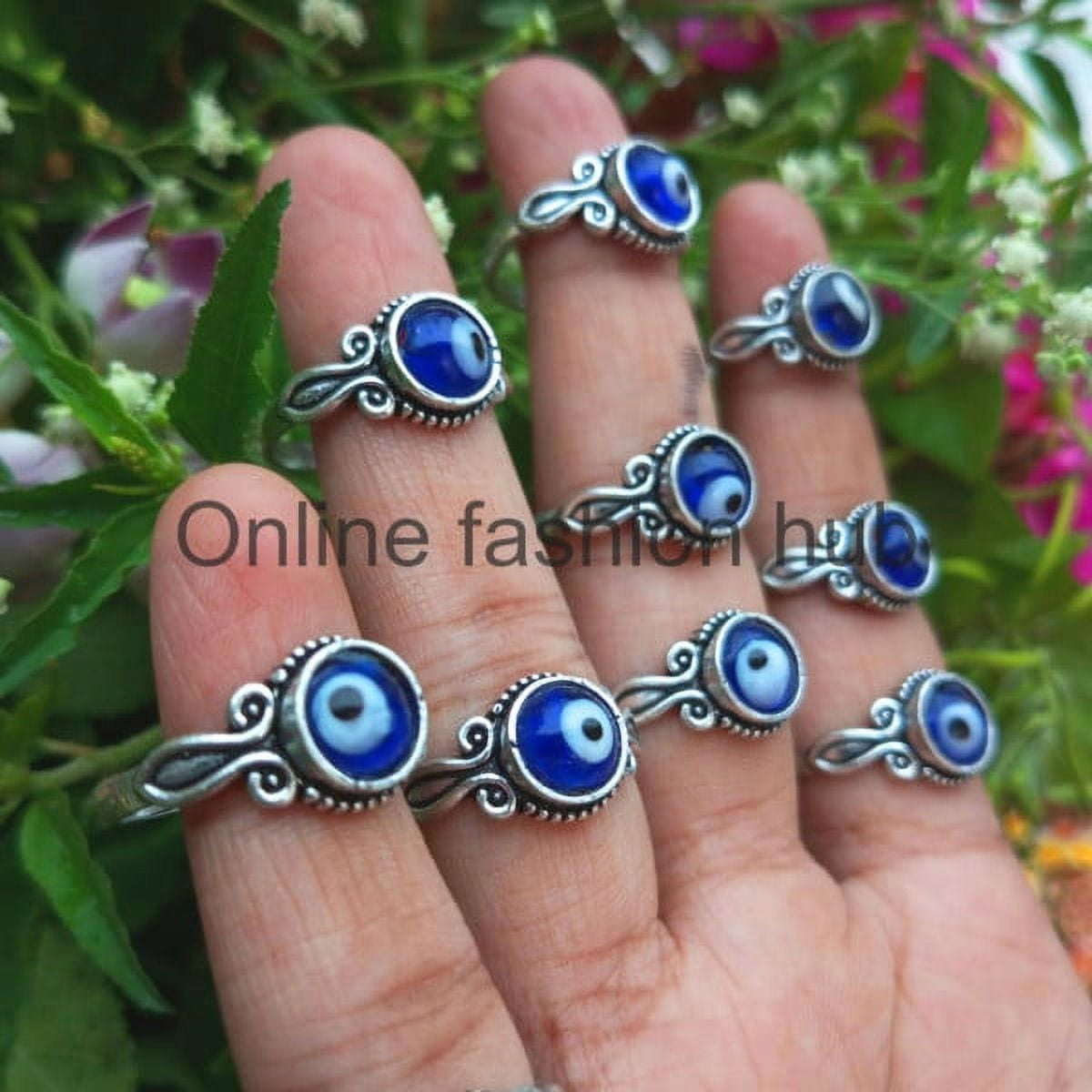 Evil Eye Gemstone 925 Sterling Silver Plated Handmade Ring 100 pcs ...