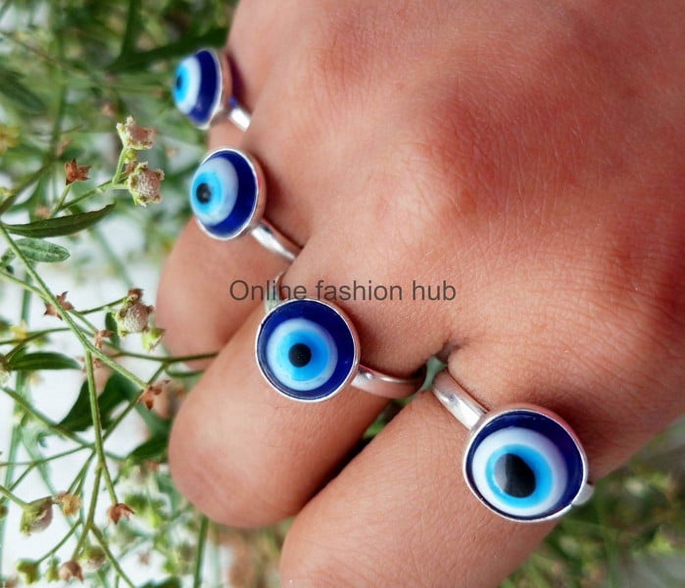 Evil Eye Gemstone 925 Sterling Silver Plated Handmade Ring 75 pcs ...