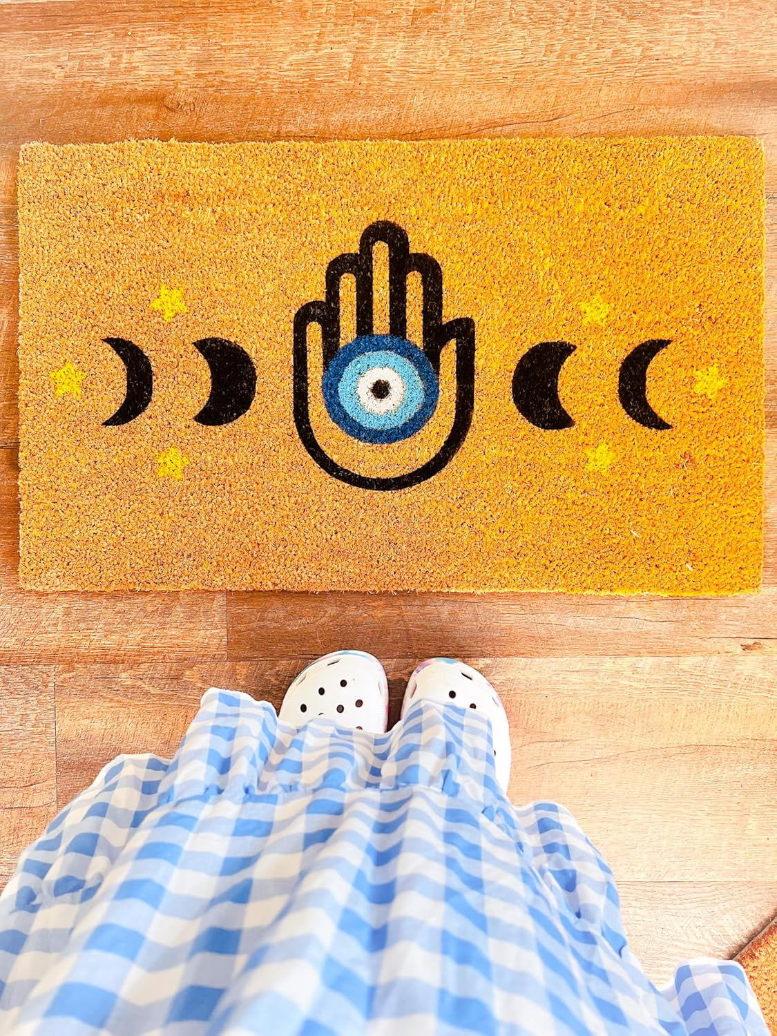Evil Eye Hamsa Hand Moon Phases Design Door Mat Custom Door Mat (18x30 ...