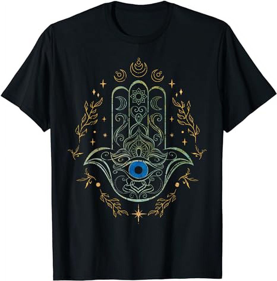 Evil Eye Hamsa Hand Nazar Amulet Protection Celestial Yoga T-Shirt ...