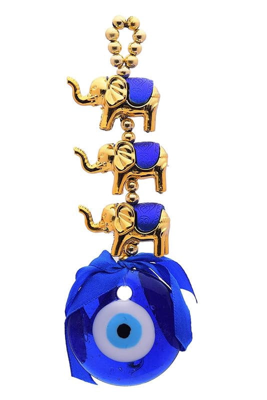 Evil Eye Hanging for Home Entrance 3 Elephant Gold Evil Eye Feng Shui ...