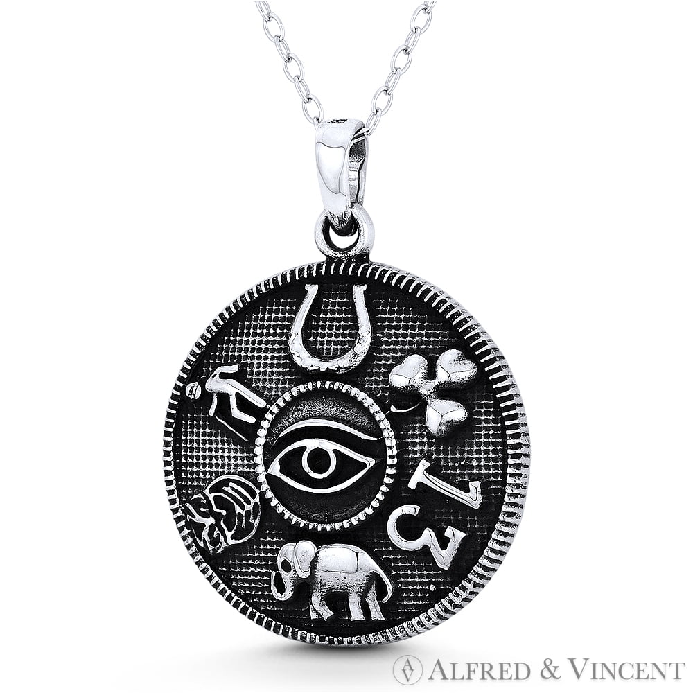 Evil Eye, Horseshoe, Clover, 13, Elephant, Owl, & Man Charm Pendant in ...