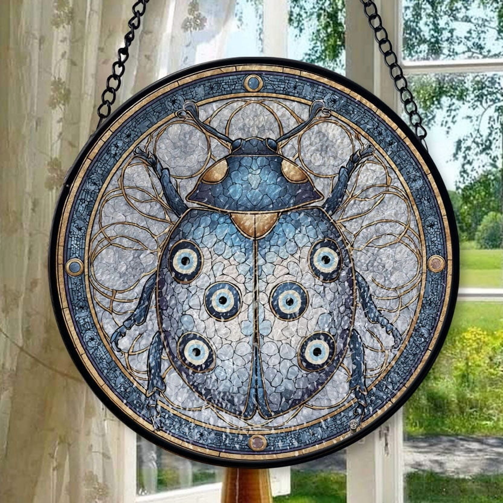 Evil Eye Ladybug Stained Glass SunCatcher Protection Wall Art Light ...