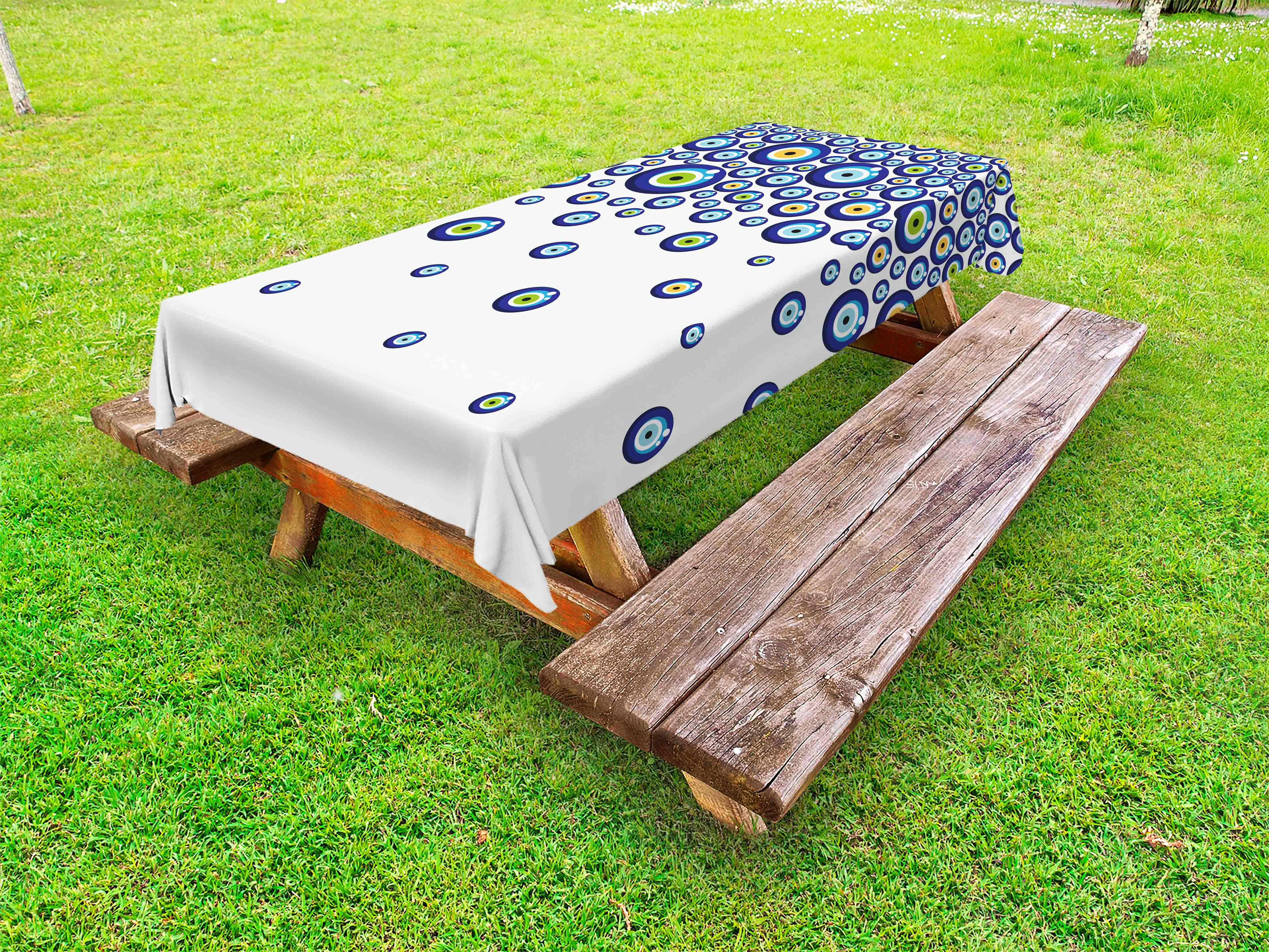 Evil Eye Outdoor Tablecloth, Lively Turkish Amulets Falling Down ...