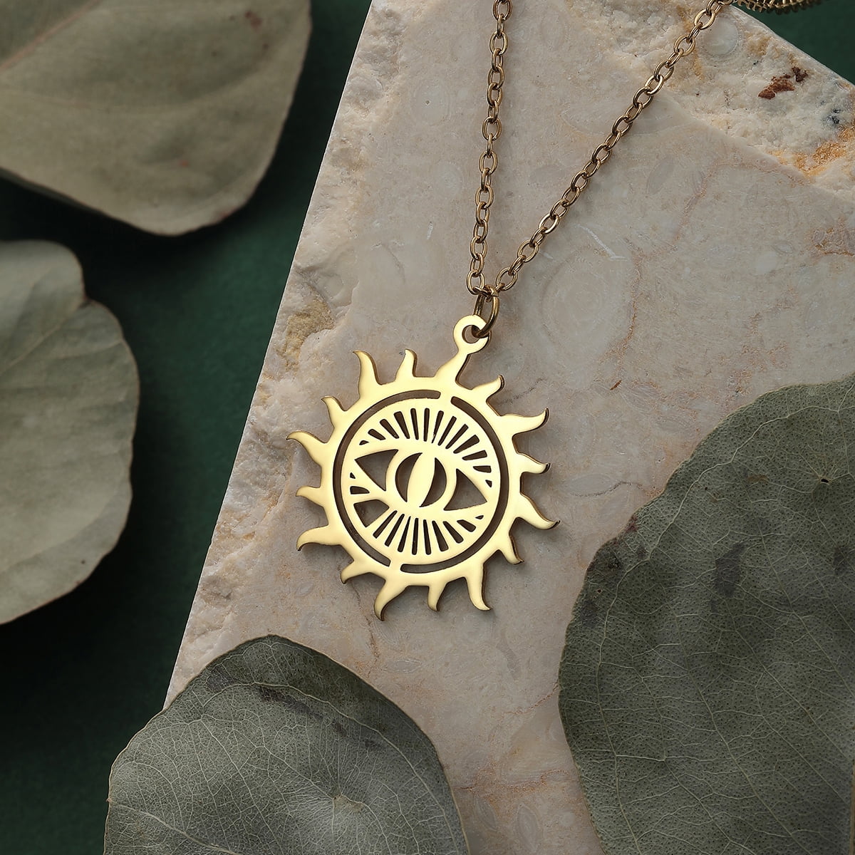 Evil Eye Pendant Sunburst Necklace Evil Eye Sun Jewelry Celestial Charm ...
