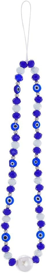 Evil Eye Phone Lanyard Midnight Blue Acrylic Beaded Phone Charm Wrist ...