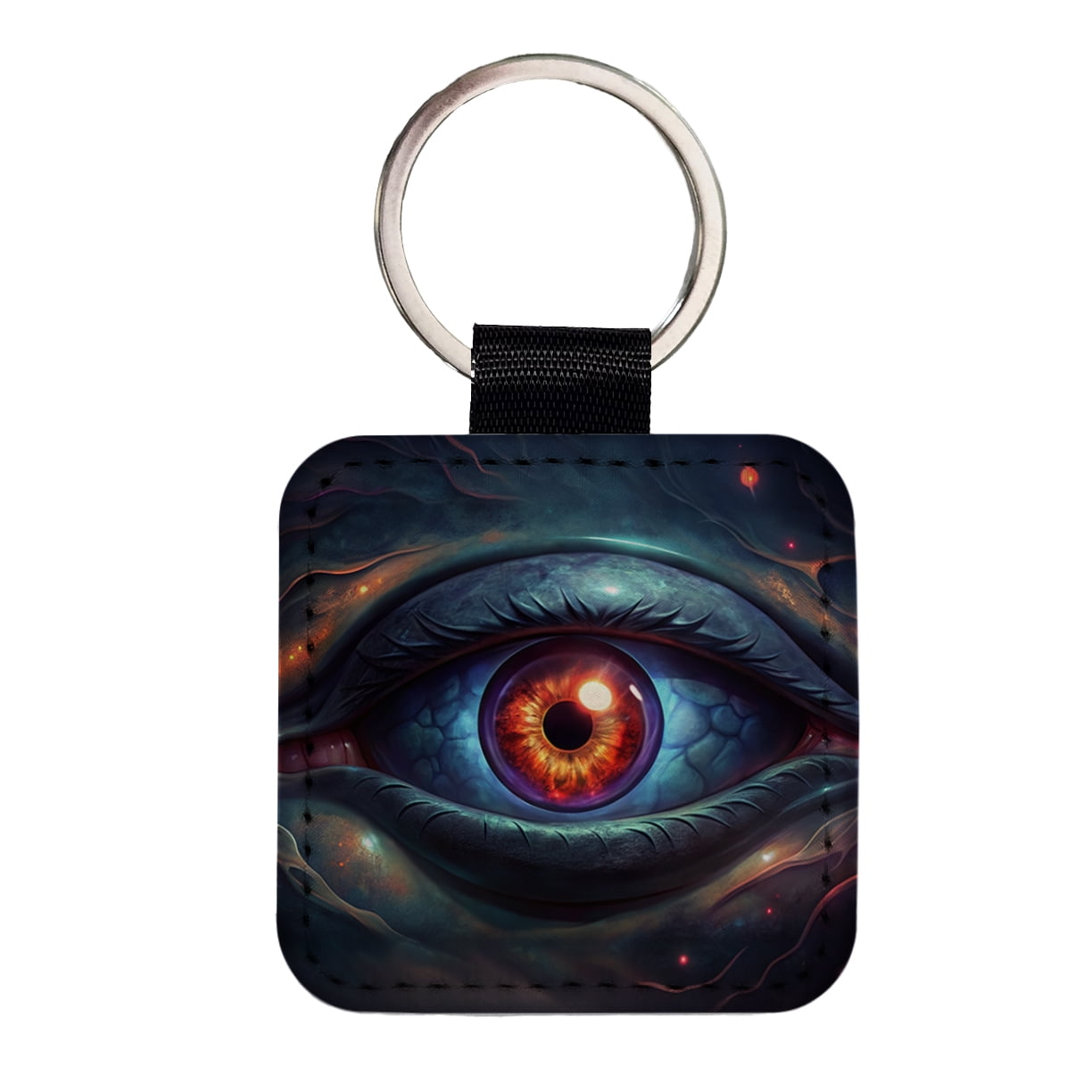 Evil Eye Scary Creepy Faux Leather Square Keychain - Walmart.com