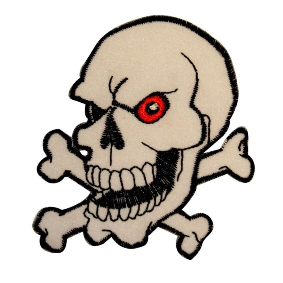 Evil Eye Skull Crossbones Patch Biker Death Face Embroidered Iron On ...