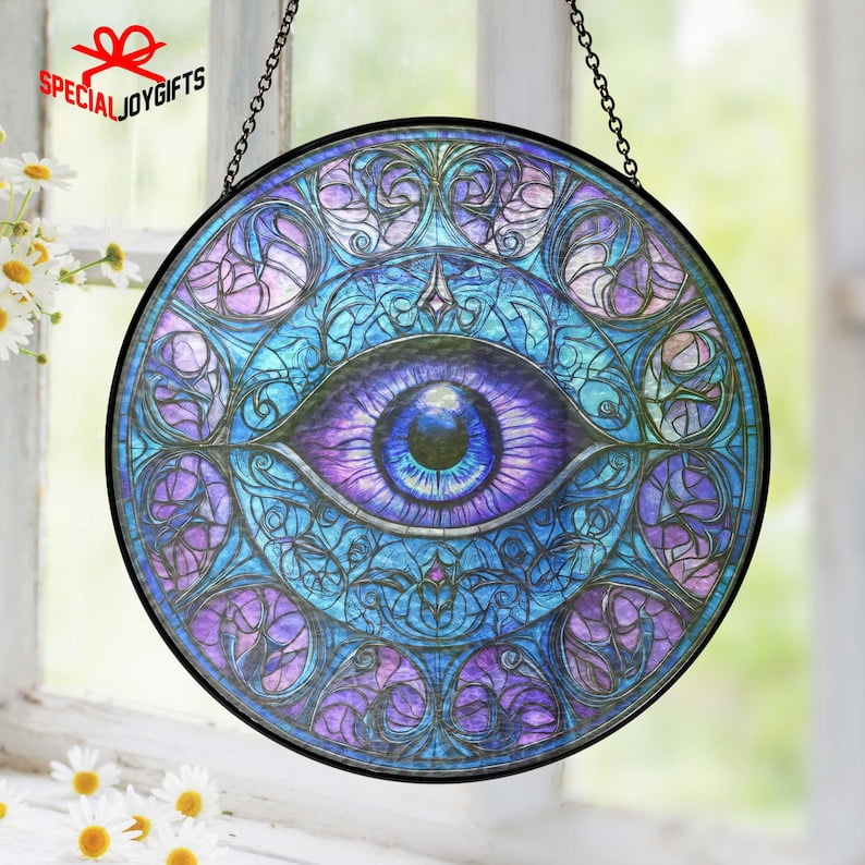 Evil Eye Stained Glass SunCatcher, Evil Eye Light Catcher Window ...