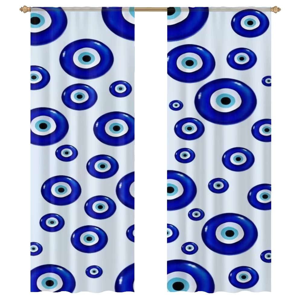 Evil Eye Symbol Sheer Voile Curtain Window Tulle Curtains For Living ...