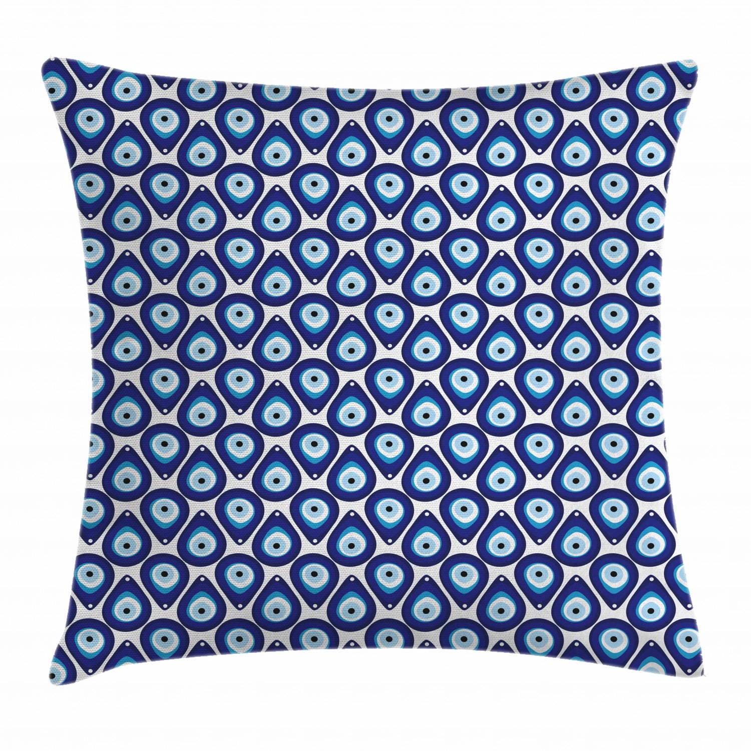 Evil Eye Throw Pillow Cushion Cover, Water Drops Inspired Shape Up and ...