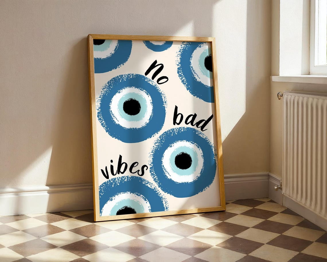 Evil Eye Wall Art No Bad Vibes For Modern Home Design1 Poster, Unframed ...