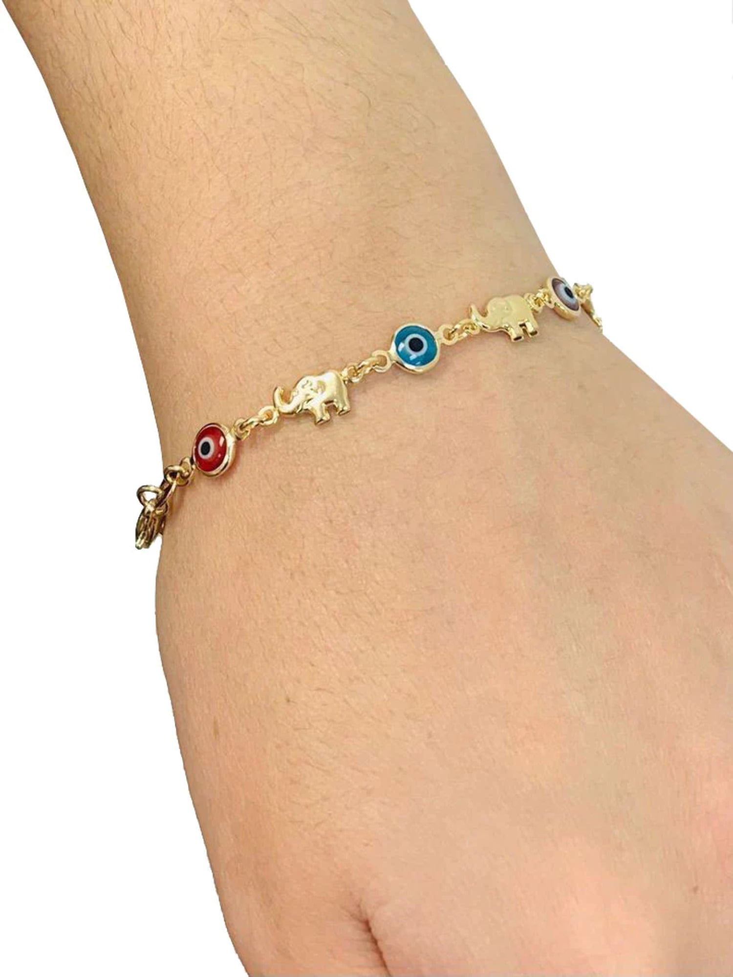 Evil Eye Women's Bracelet 14K Gold Filled / Elephant Bracelet / Evil ...