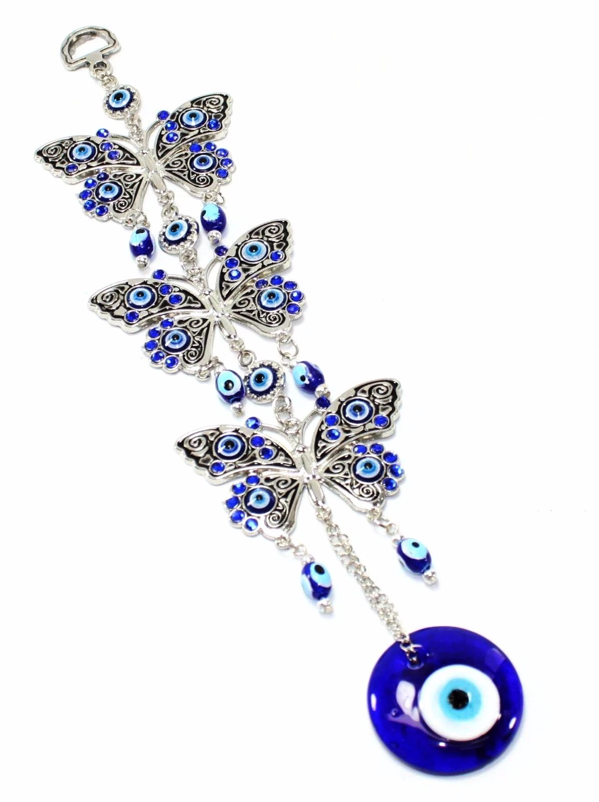 Evil Eyes 3 Butterflies Blue Amulet Turkish Protection Wall Hanging ...