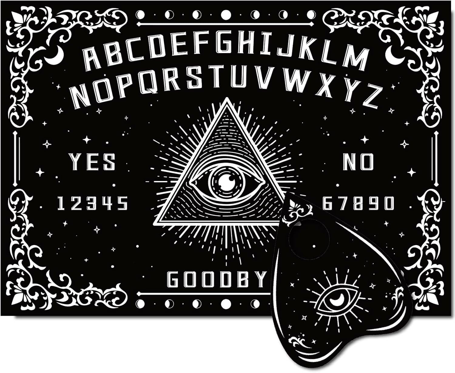 Evil Eyes Wood Spirit Board Pendulum Dowsing Divination Board Set Black ...