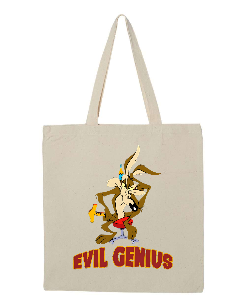 Evil Genius Wile E Coyote Funny Classic Cartoon Villain ACME Fan Tote ...