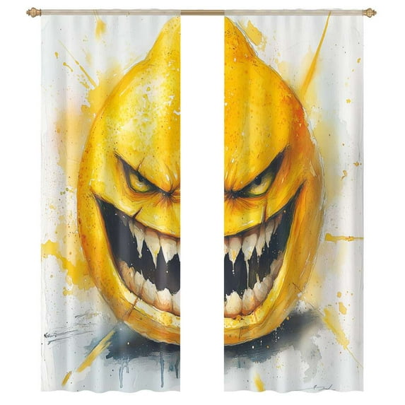 Evil Lemon Face Sheer Window Curtains for Living Room Kitchen Bedroom ...