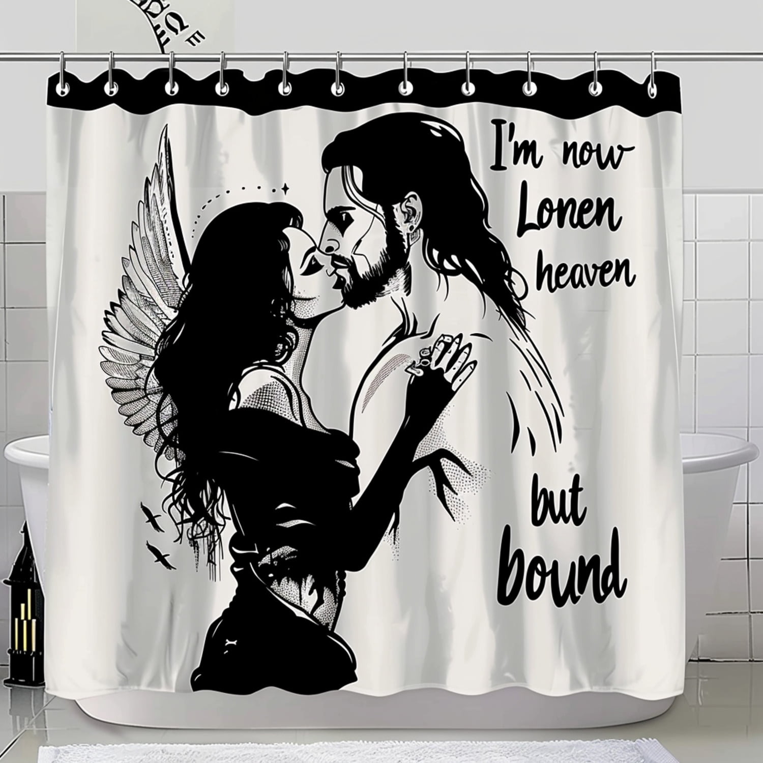 Evil Man Kissing Angel Cyberpunk Shower Curtain Neal Style Art Hell ...