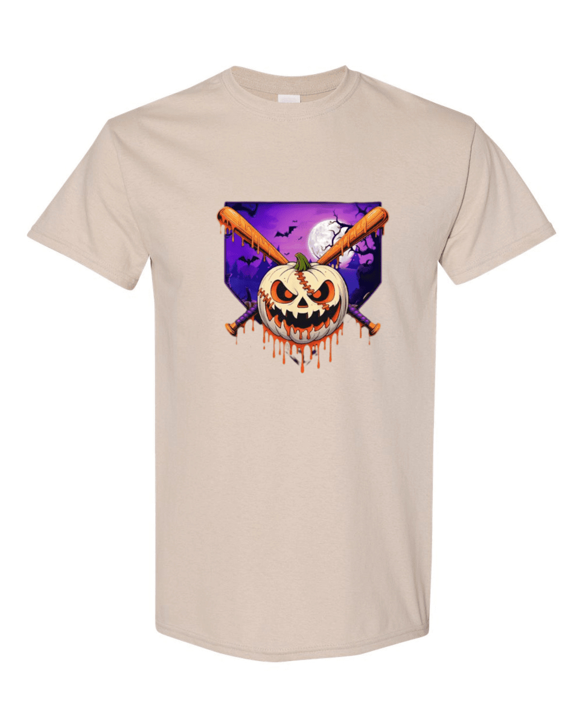 Evil Pumpkin Baseball Bat Ink Drip Cartoon Monster Halloween Graphic ...