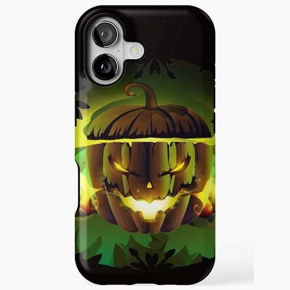 Evil Pumpkin Fiery Autumn Illustration iPhone Case 17 through 11 Pro ...