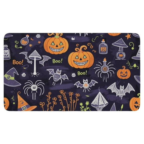 Evil Pumpkin Ghost Door Mat,Non-Slip Doormat Happy Halloween Mat 17x30 ...