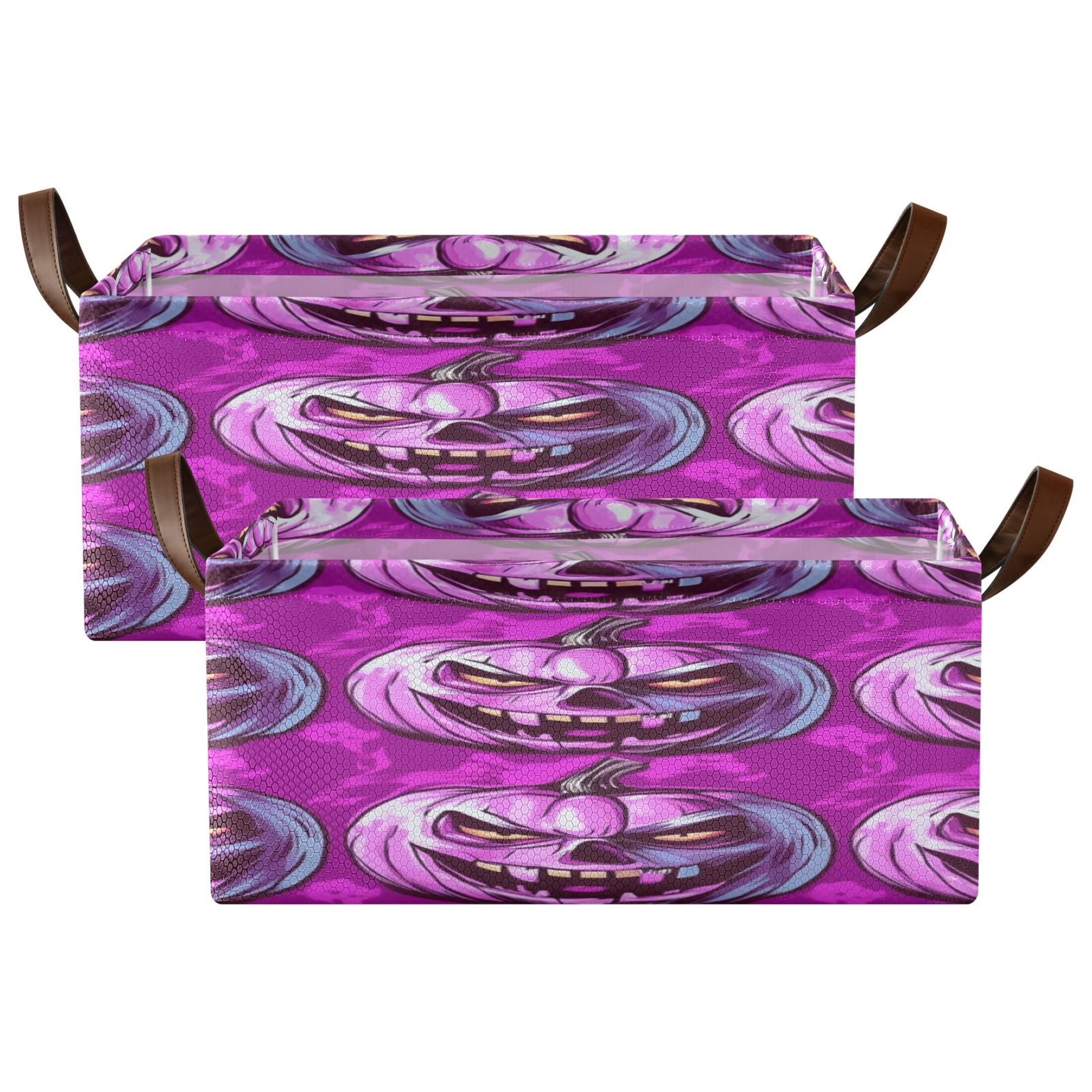 Evil Pumpkin Head Shelf Baskets Set of 2 Foldable Metal Frame Open ...