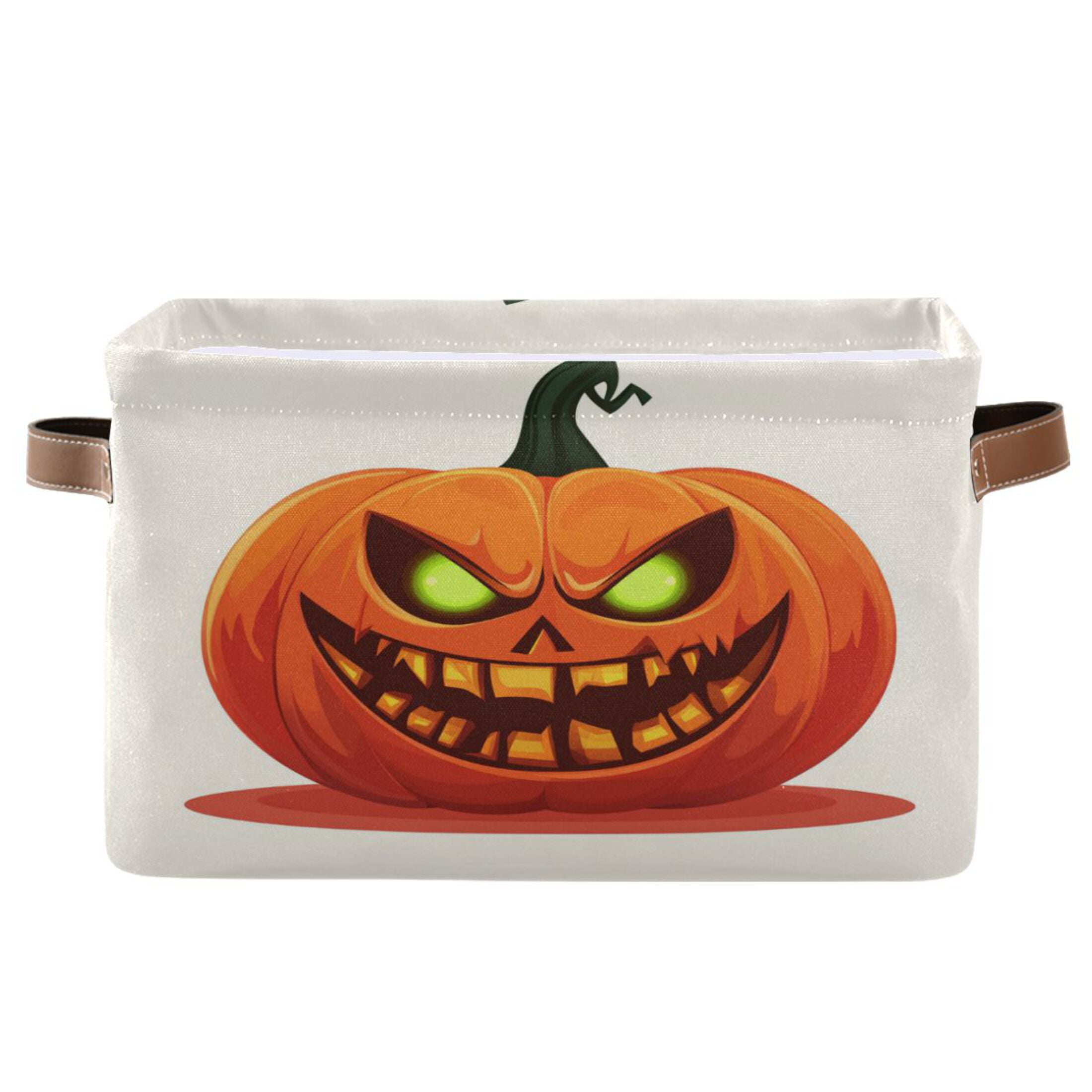 Evil Pumpkin Storage Bins with Handle Fabric Organizer Basket Foldable ...