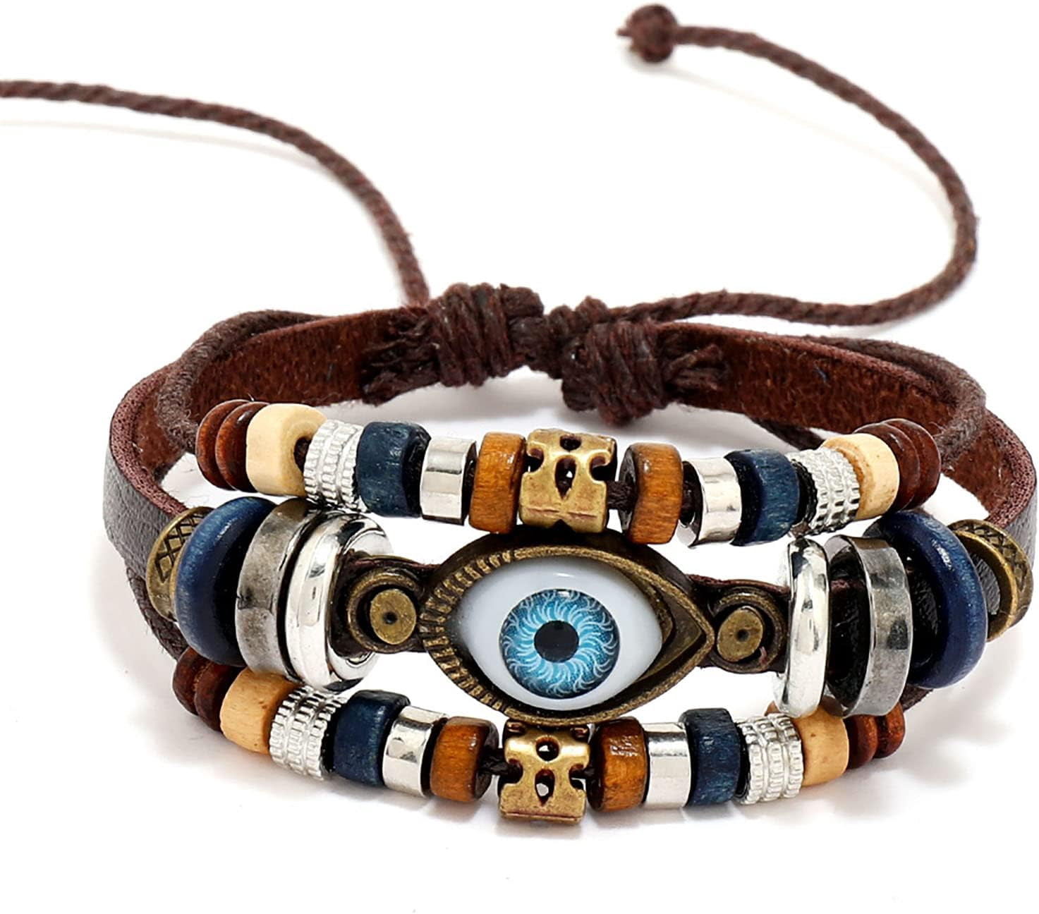 Evil Quality Eye Bracelets for Men, Protection Bracelet Black Leather ...