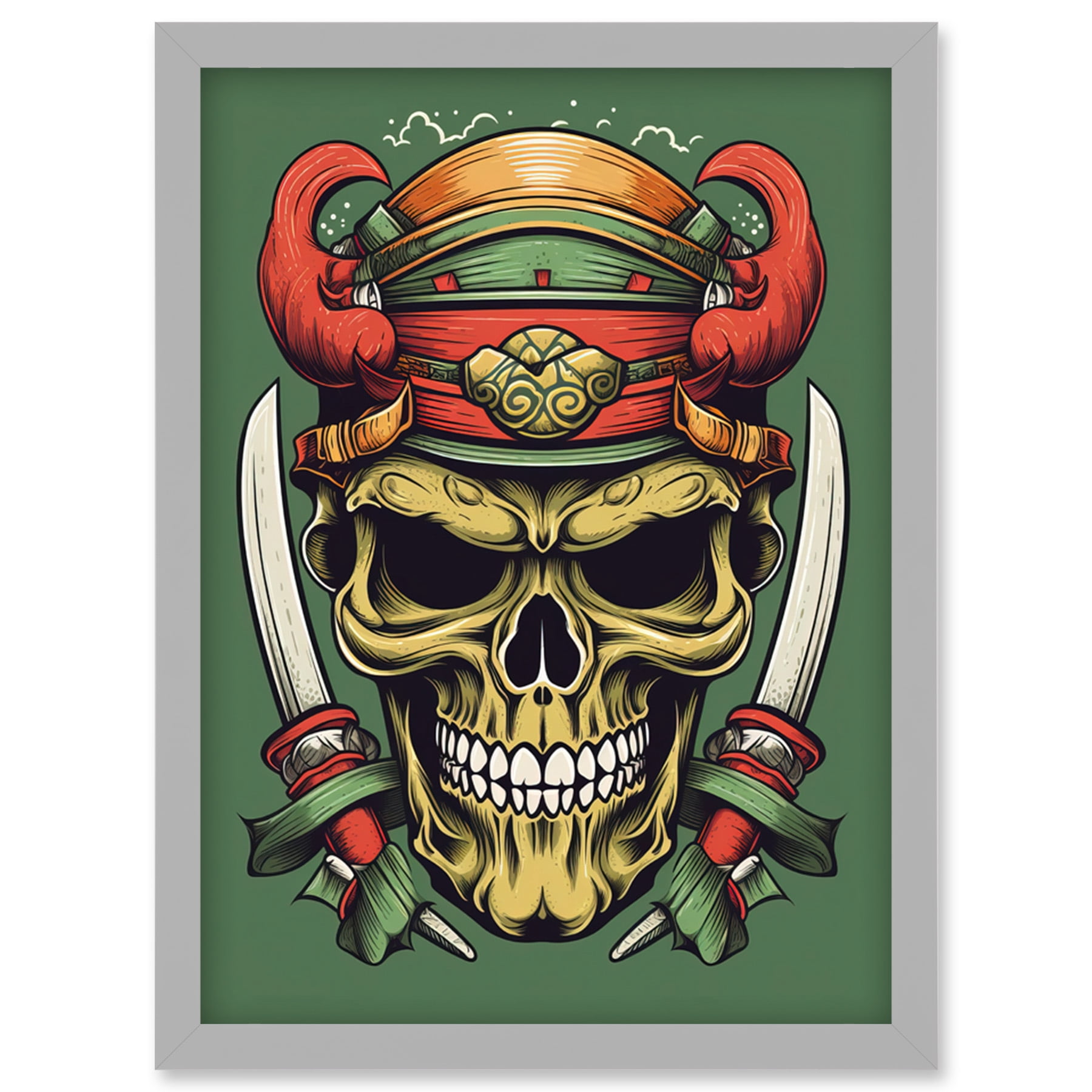 Evil Samurai Skull and Swords Tattoo Ink Body Art Rockabilly Americana ...