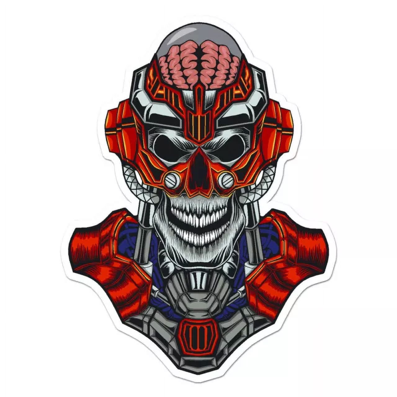Evil Skull Mech Robot Sticker Phone Decal Water Bottle Stickers Car ...