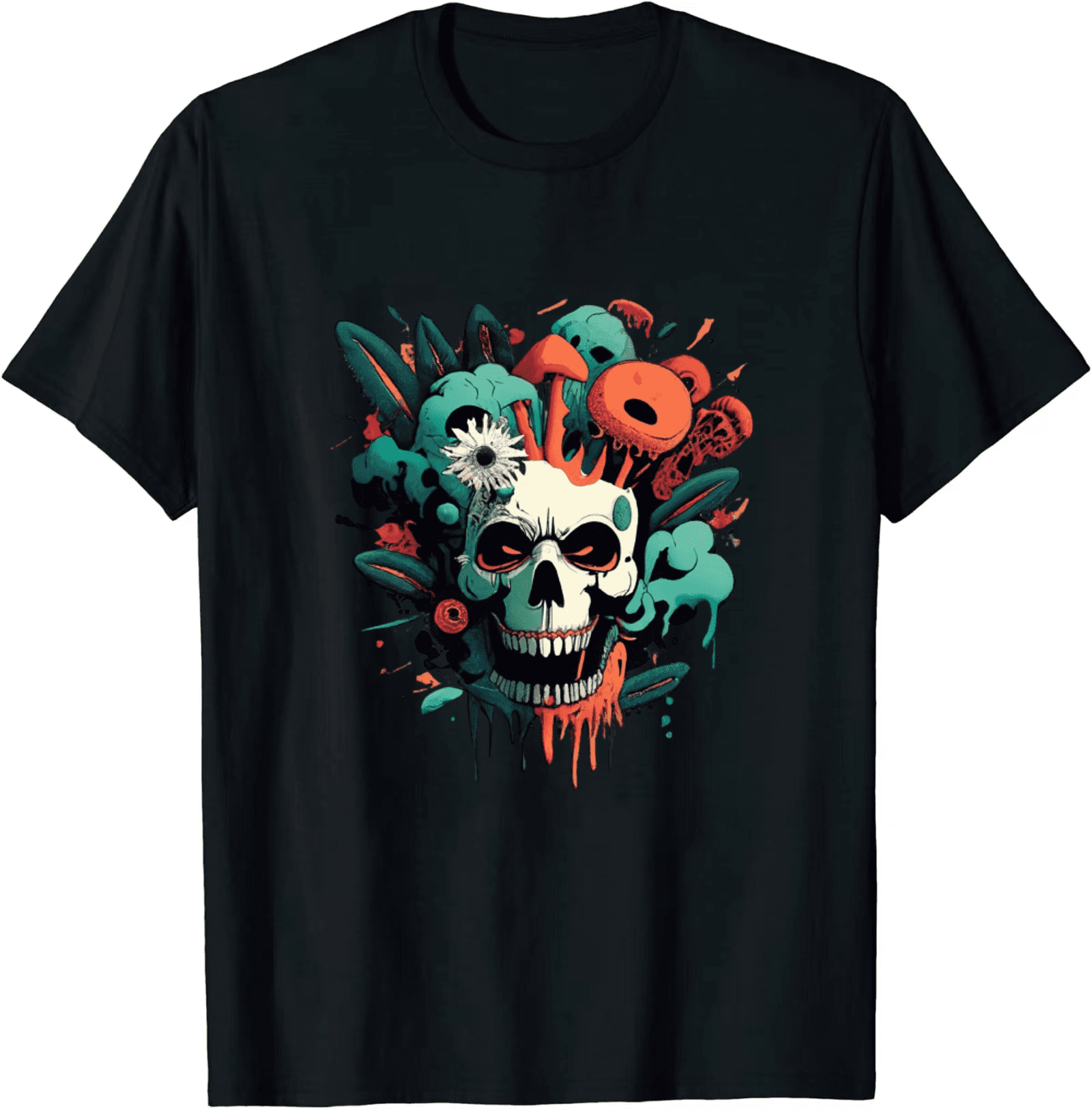Evil Skull Pattern T-shirt 3508051_black - Walmart.com