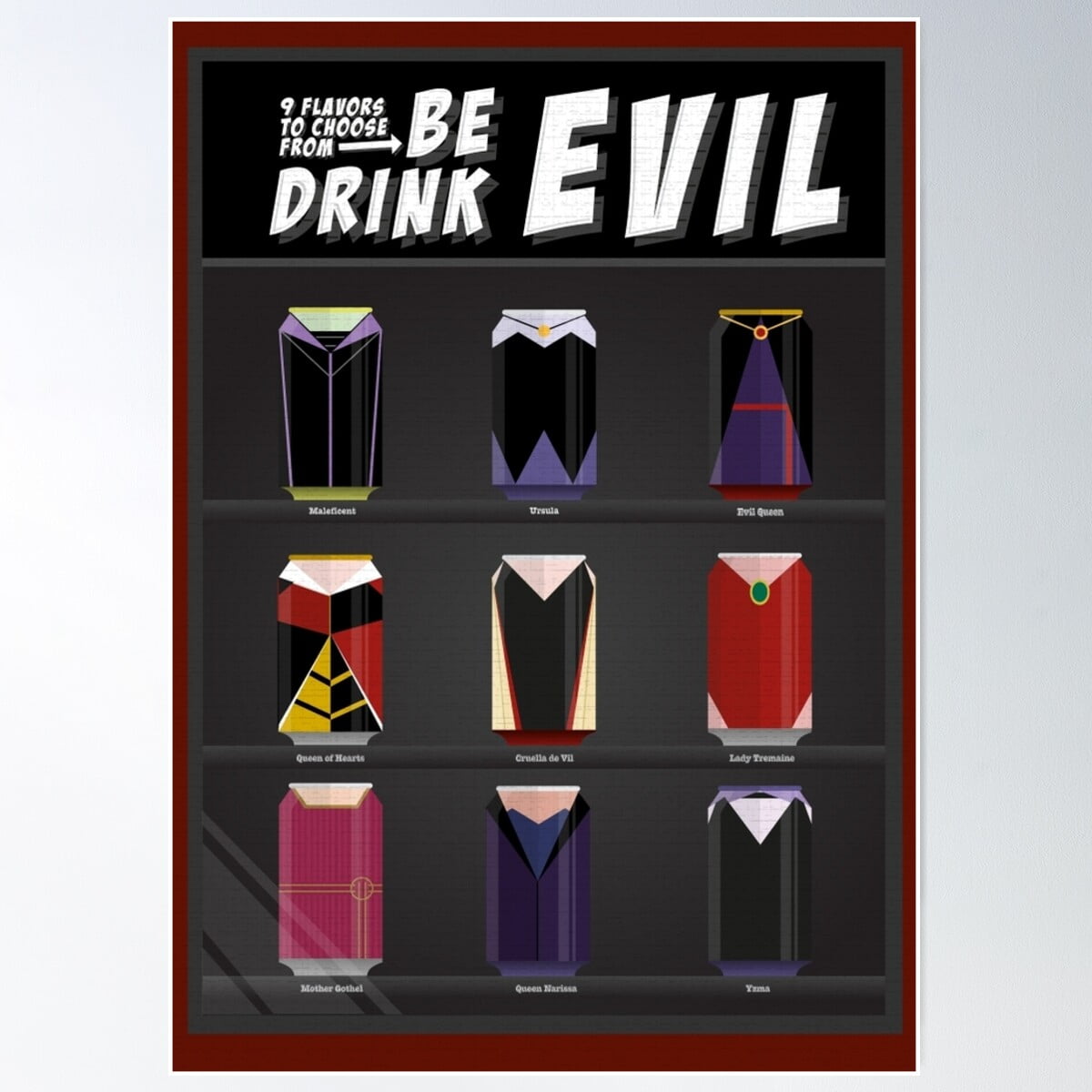 Evil Soda Cans - Female Villains Edition Poster Wall Art, Modern Wall ...