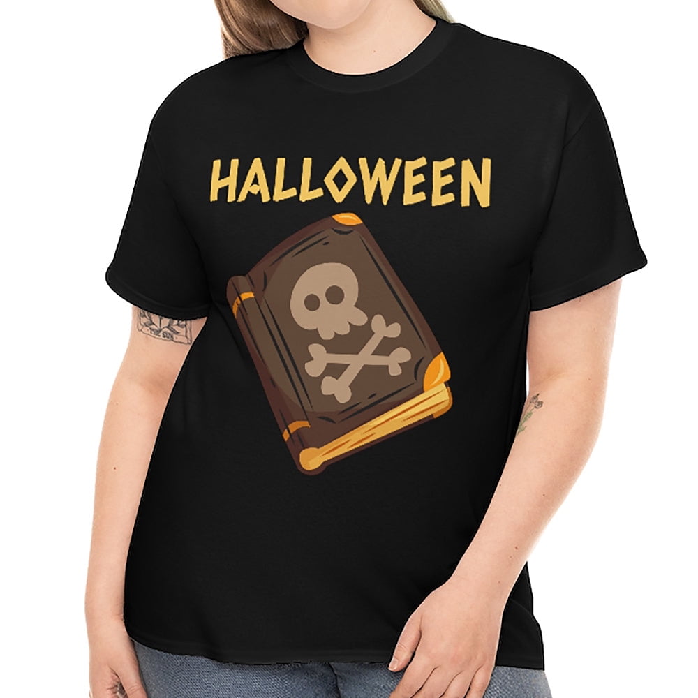 Evil Spell Book Plus Size Halloween Shirts for Women Skull Book Evil ...