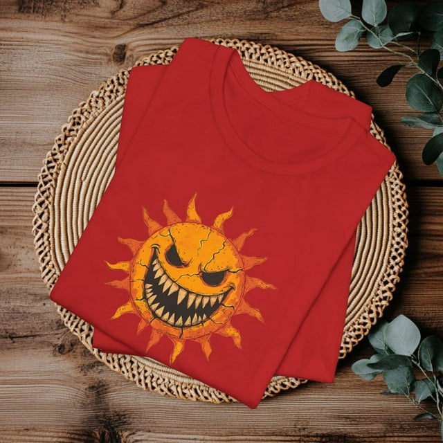 Evil Sun Face Shirt – Creepy Gothic Cracked Sun Horror Graphic Tee ...