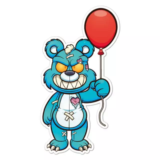 Evil Teddy Bear Balloon Sticker Indoor Outdoor Phone Decal Water Bottle ...