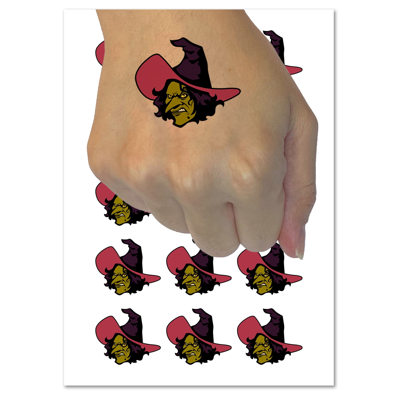 Wicked Temporary Tattoos Evil Wicked Witch Scowl Halloween Water