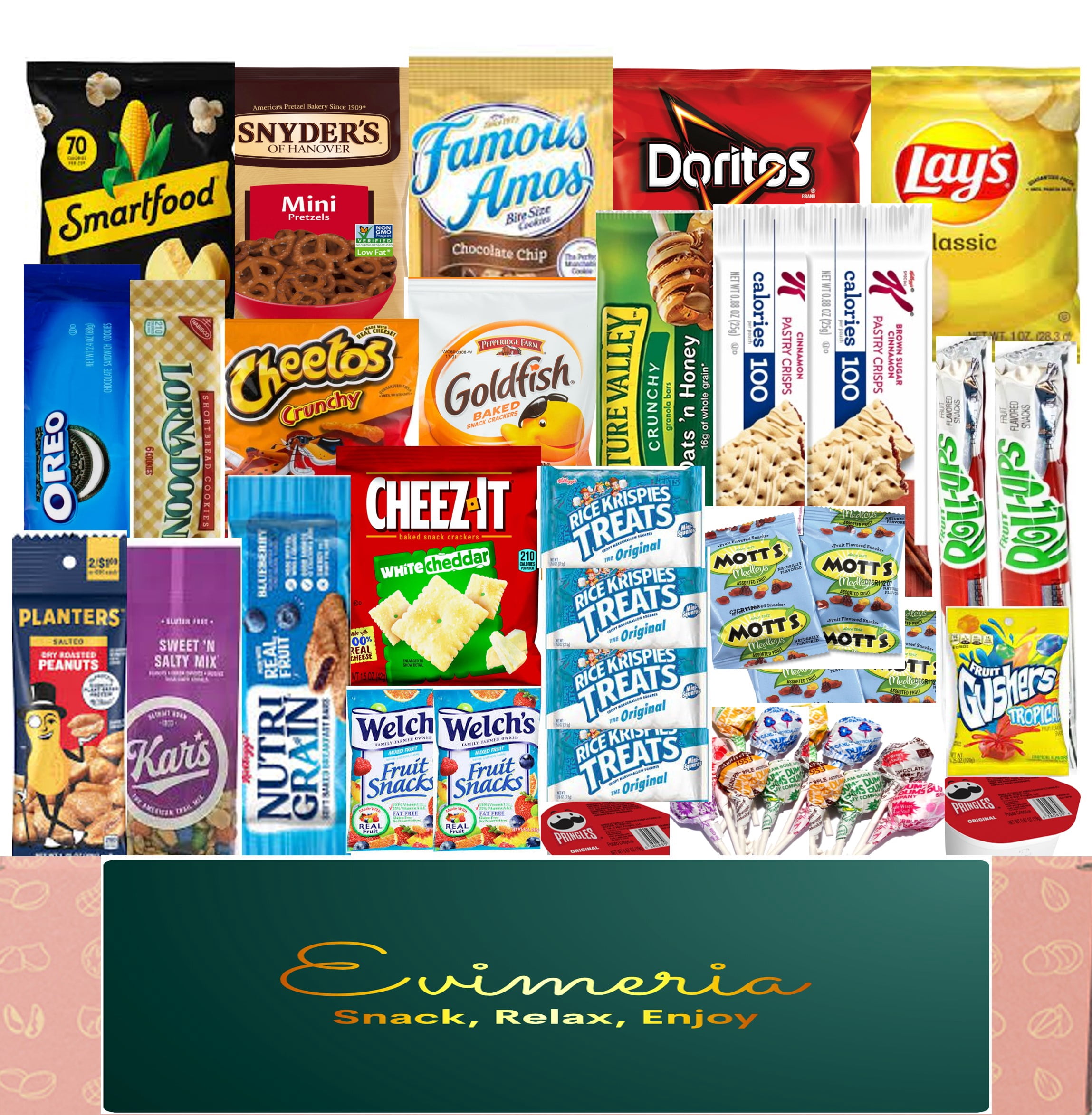 Evimeria 40-Count Snack Box: Sweet & Savory Mix - Chips, Cookies ...