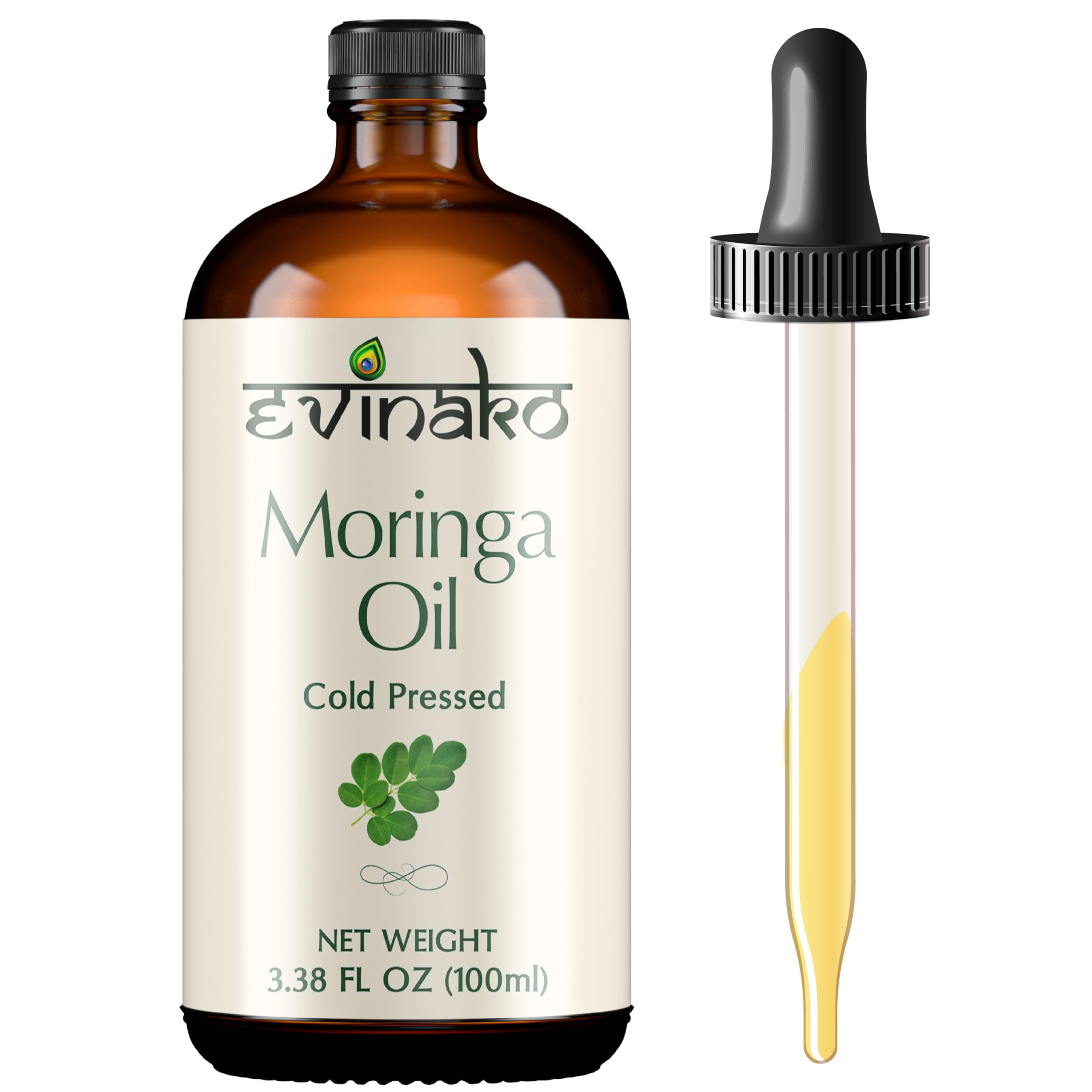 Evinako Moringa Oil 100% Pure HYZ01 (3.38 fl oz) - Premium Cold-Pressed Oil for Deep Hydration ...
