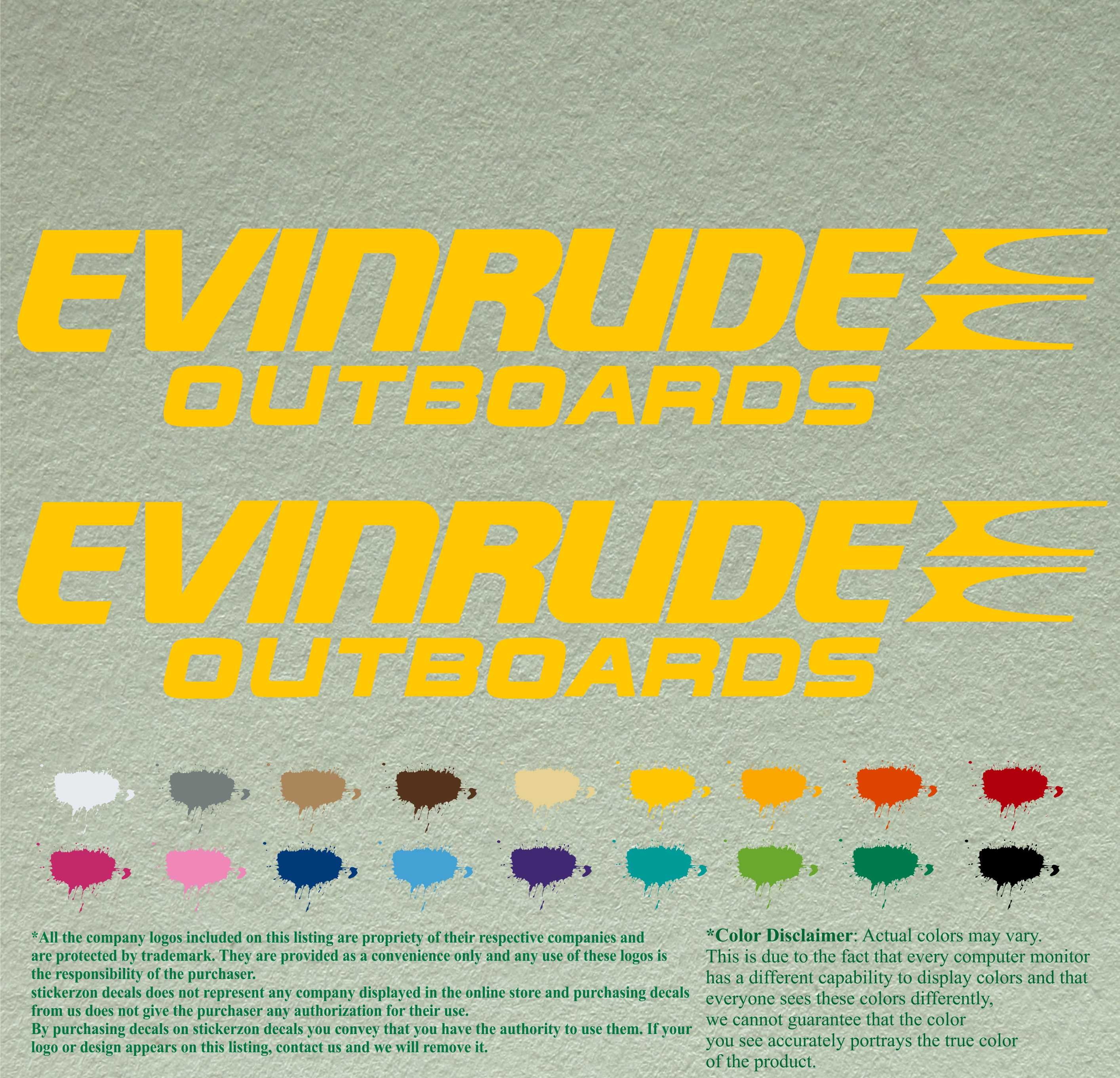 Evinrude Boats Compatible Replacement Restoration Decals Vinyl Stickers ...
