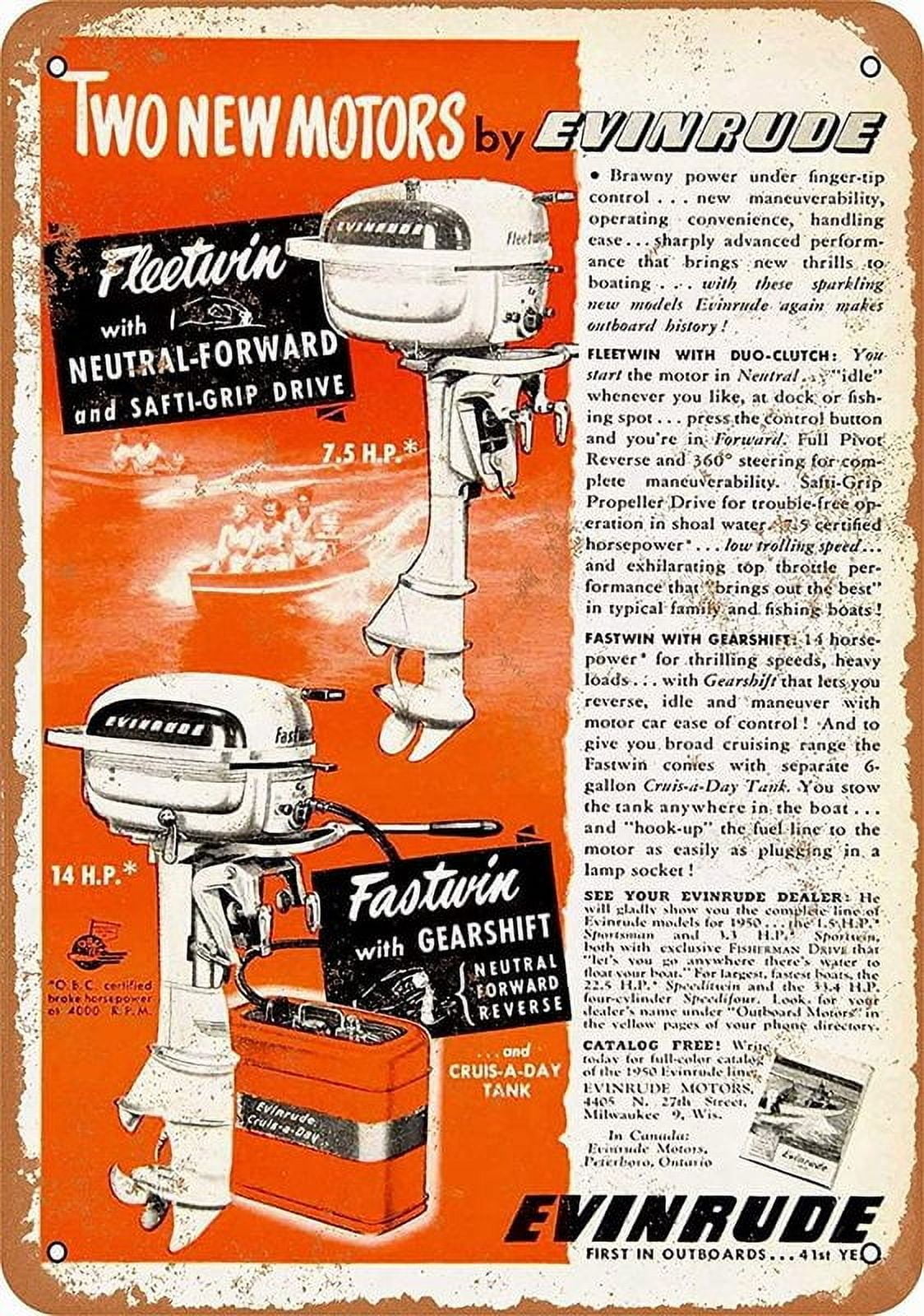 Evinrude Outboard Boat Motors Retro Tin Signs Metal Vintage Signs Auto ...