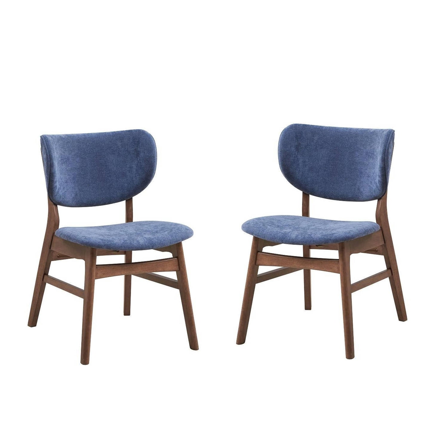 Evis 23 Inch Side Dining Chair Set of 2 Walnut Brown Soft Blue Fabric ...