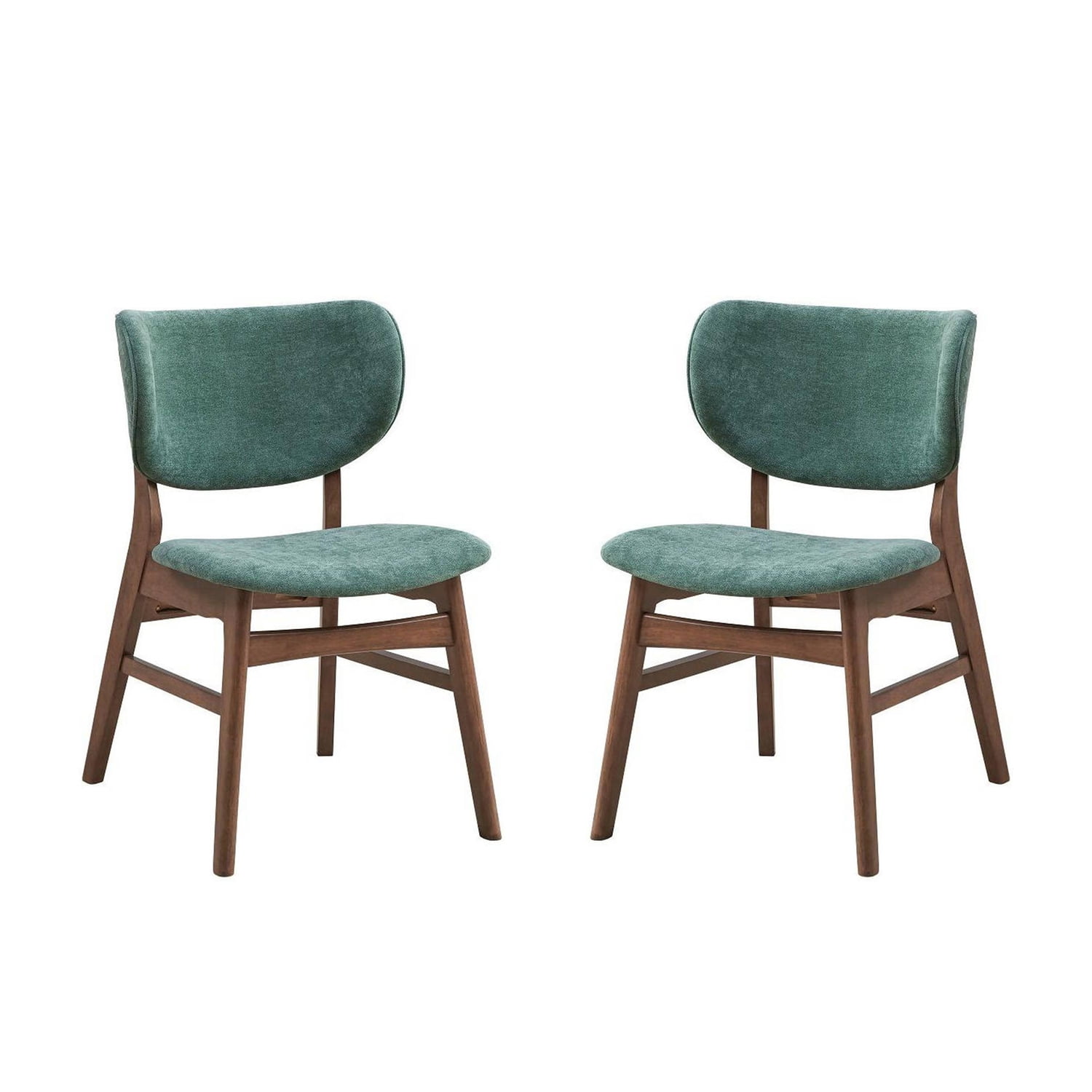 Evis 23 Inch Side Dining Chair Set of 2 Walnut Brown Soft Green Fabric ...